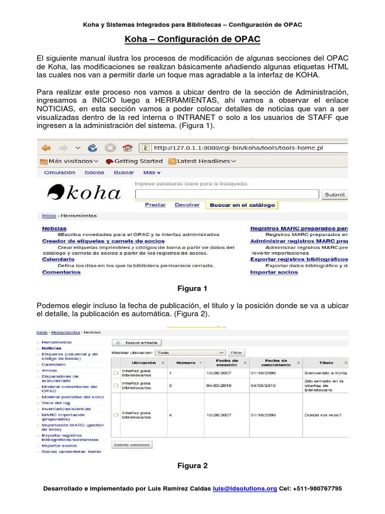 Koha Configuracion Opac | PDF | HTML | Youtube