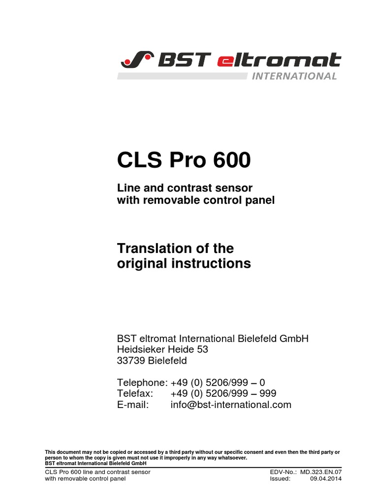 Clspro600 Operating-Manual en | PDF | Electrical Connector | Menu ...