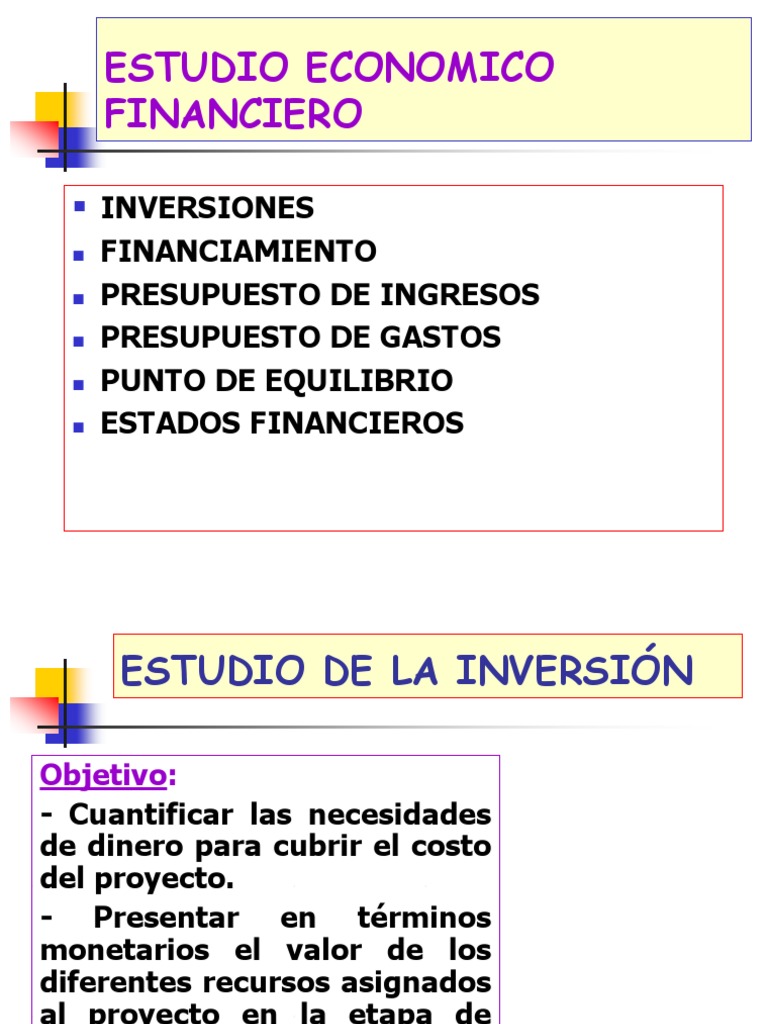 Estudio Economico Financiero | PDF | Capital de trabajo | Presupuesto
