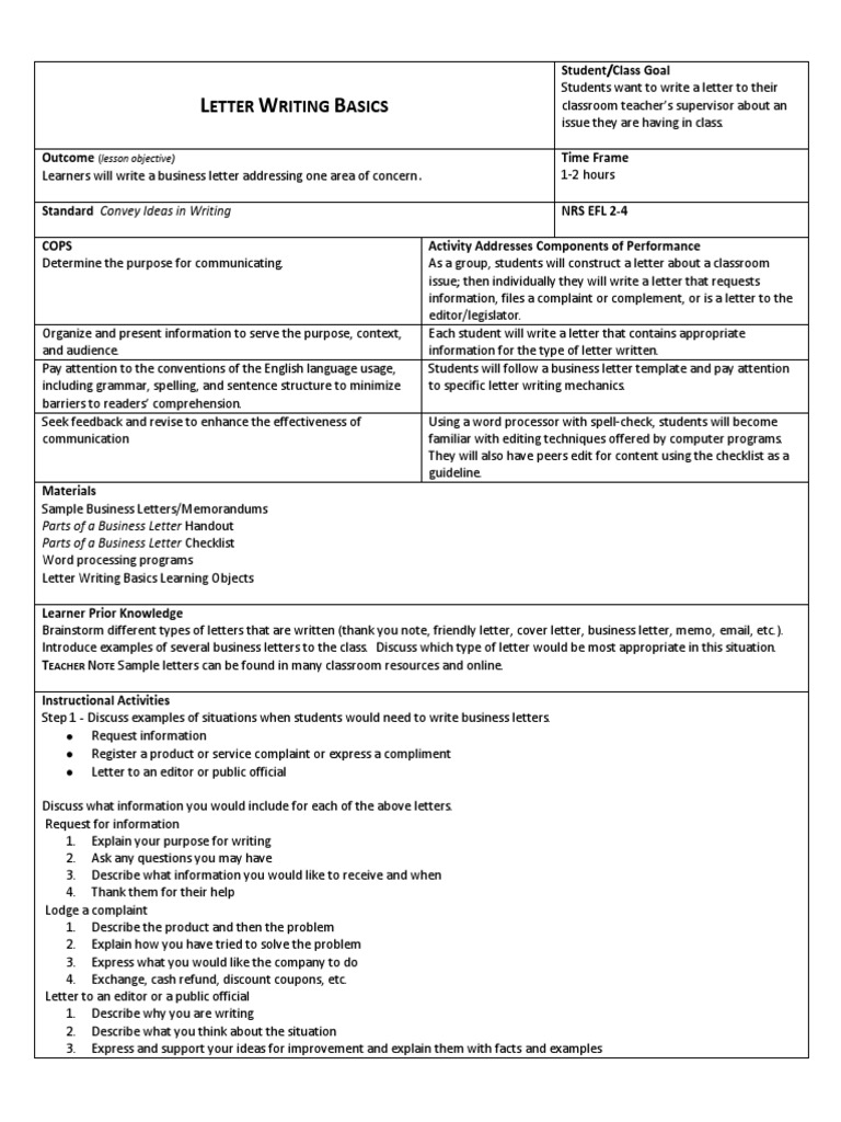 Basics of Letter Writing | PDF | Cognitive Science | Cognition