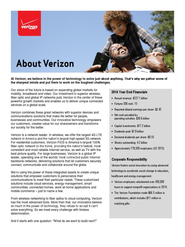 Verizon Wireless Fact Sheet | PDF | Business