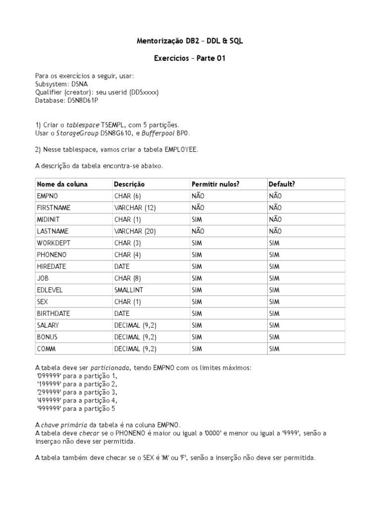 DB2 - Exercicios | PDF | Bancos de dados | Programas