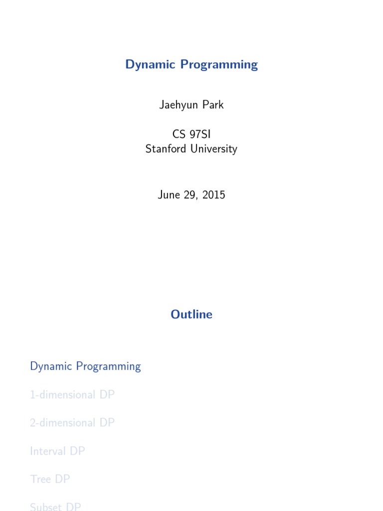 04 Dynamic Programming JG | PDF | Dynamic Programming | Combinatorics 04 Dynamic Programming JG | PDF | Dynamic Programming | Combinatorics
