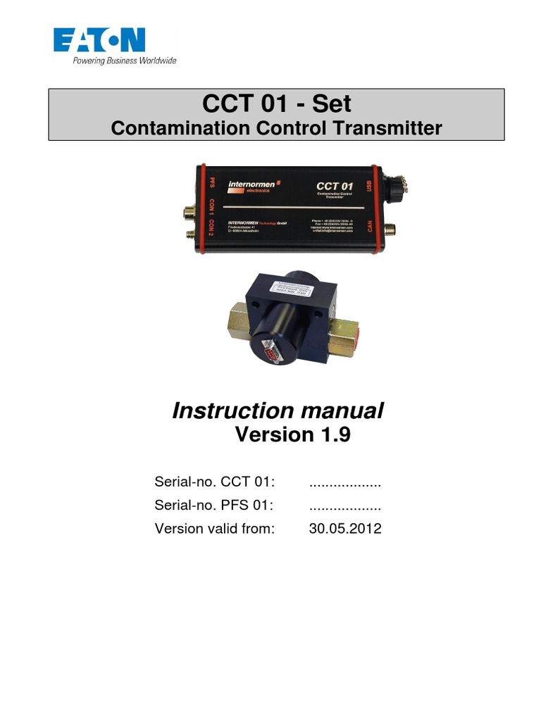 Instruction Manual - Eaton Internormen CCT 01 Set - Contamination ...