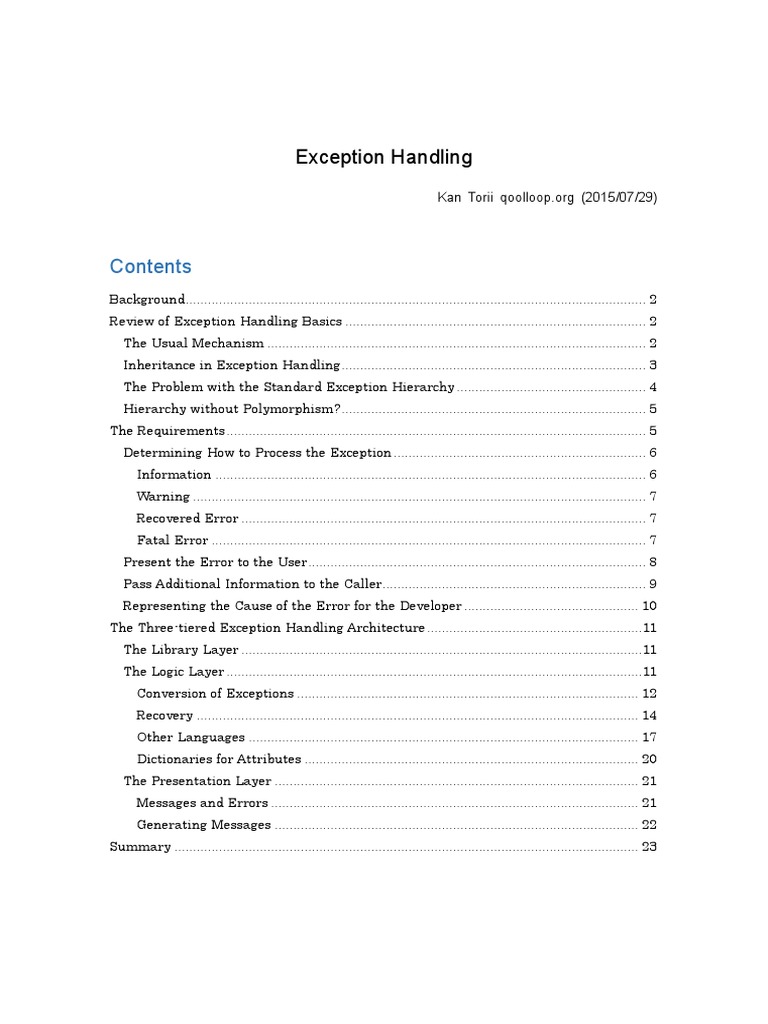 Exception Handling Pdf Inheritance Object Oriented Programming 6529
