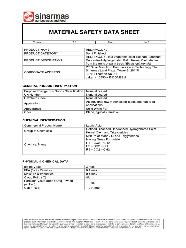 Msds - RBD HPKOL | PDF | Chemical Substances | Materials