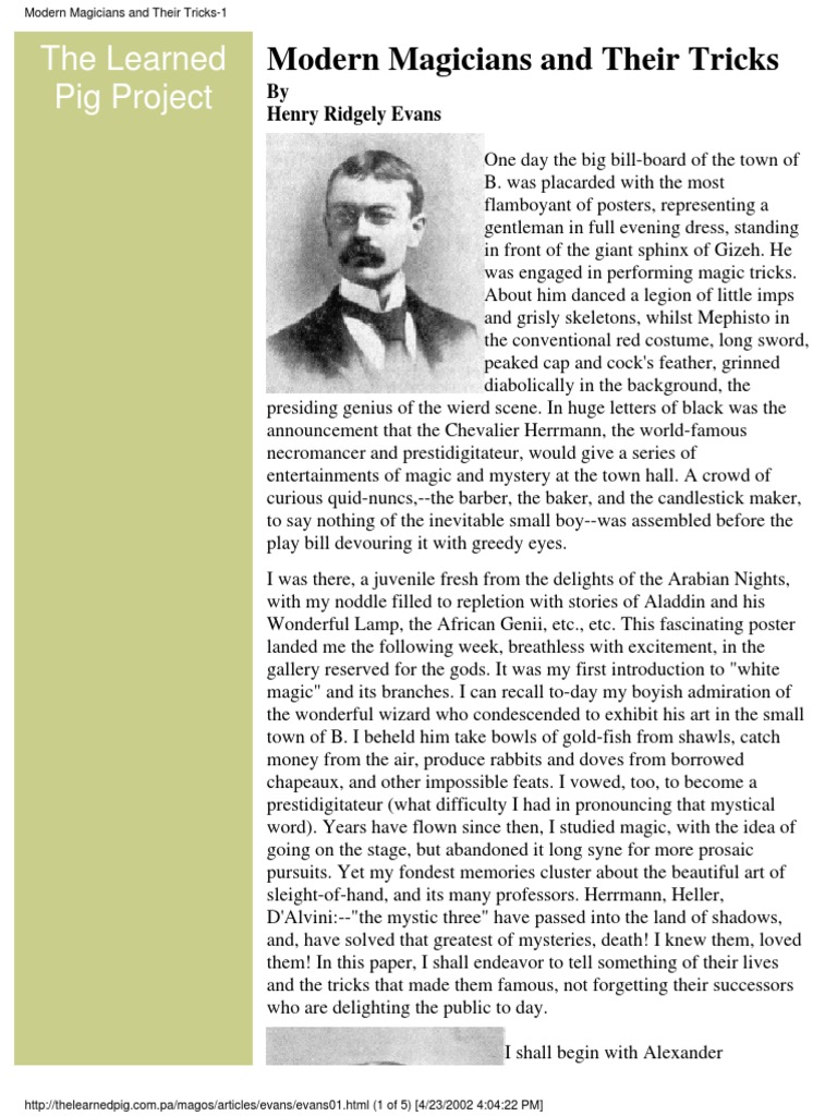 Henry Evans - Modern Magicians and Their Tricks | PDF | Magic (Illusion)