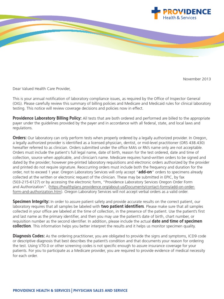 Laboratory Compliance Letter | Download Free PDF | Medicare (United ...