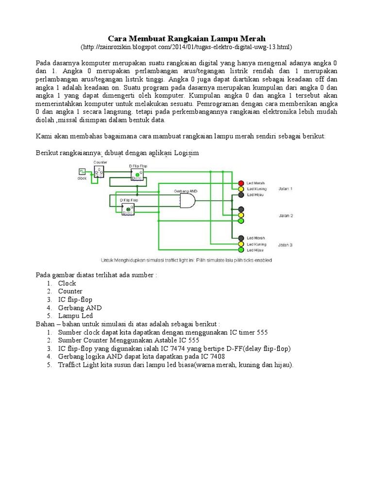 Cara Membuat Rangkaian Lampu Merah DG Logisim | PDF