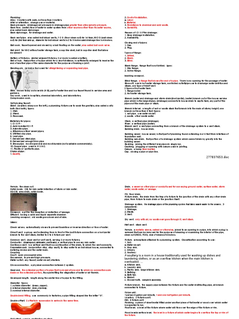 Master Plumbing Review Notes | PDF | Air Conditioning | Sanitary Sewer