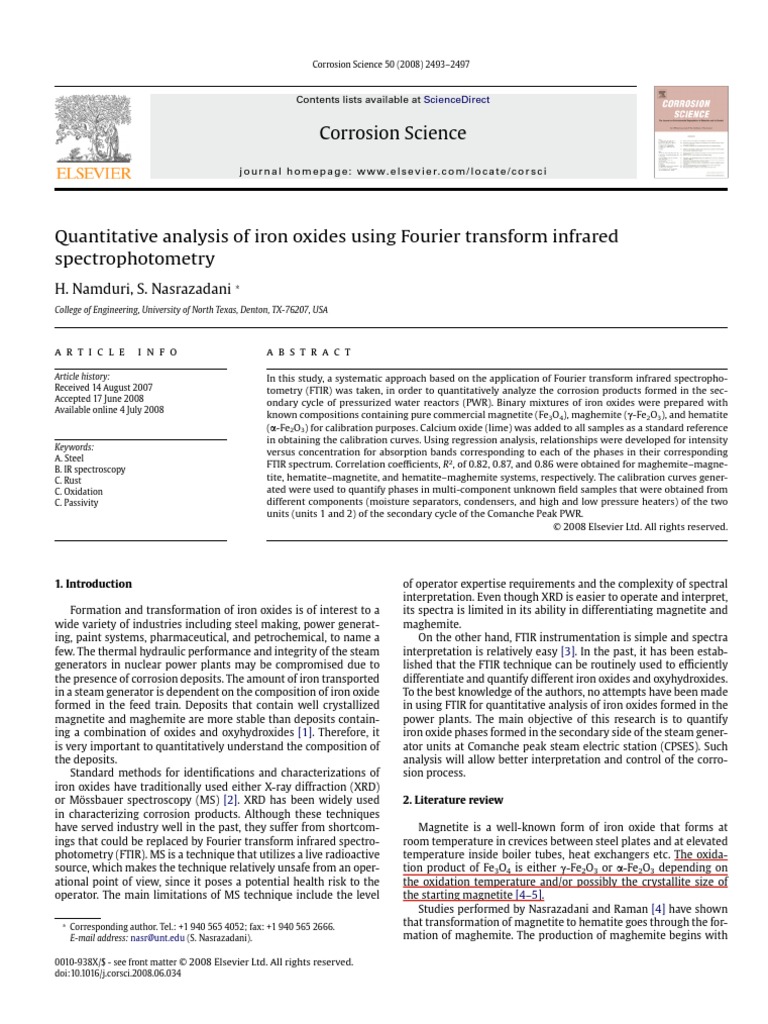 Quantitative Analysis of Iron Oxides Using Fourier Transform Infrared ...