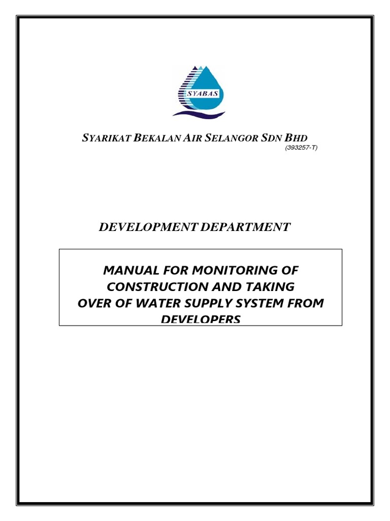 Syabas Manual | PDF | Pipe (Fluid Conveyance) | Water Supply