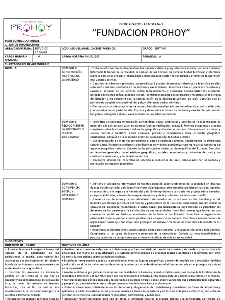 Planificacion Eess 7mo | PDF | Ecuador | Sociedad