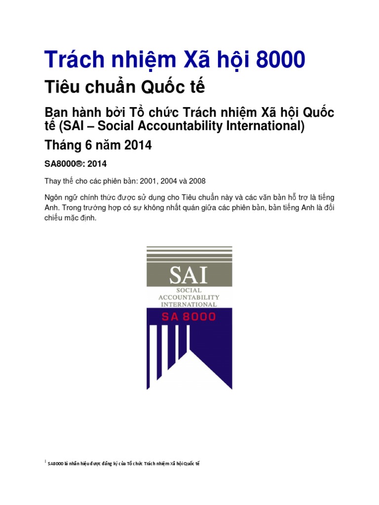SA8000 Standard 2014 - Vietnamese (Final) | PDF