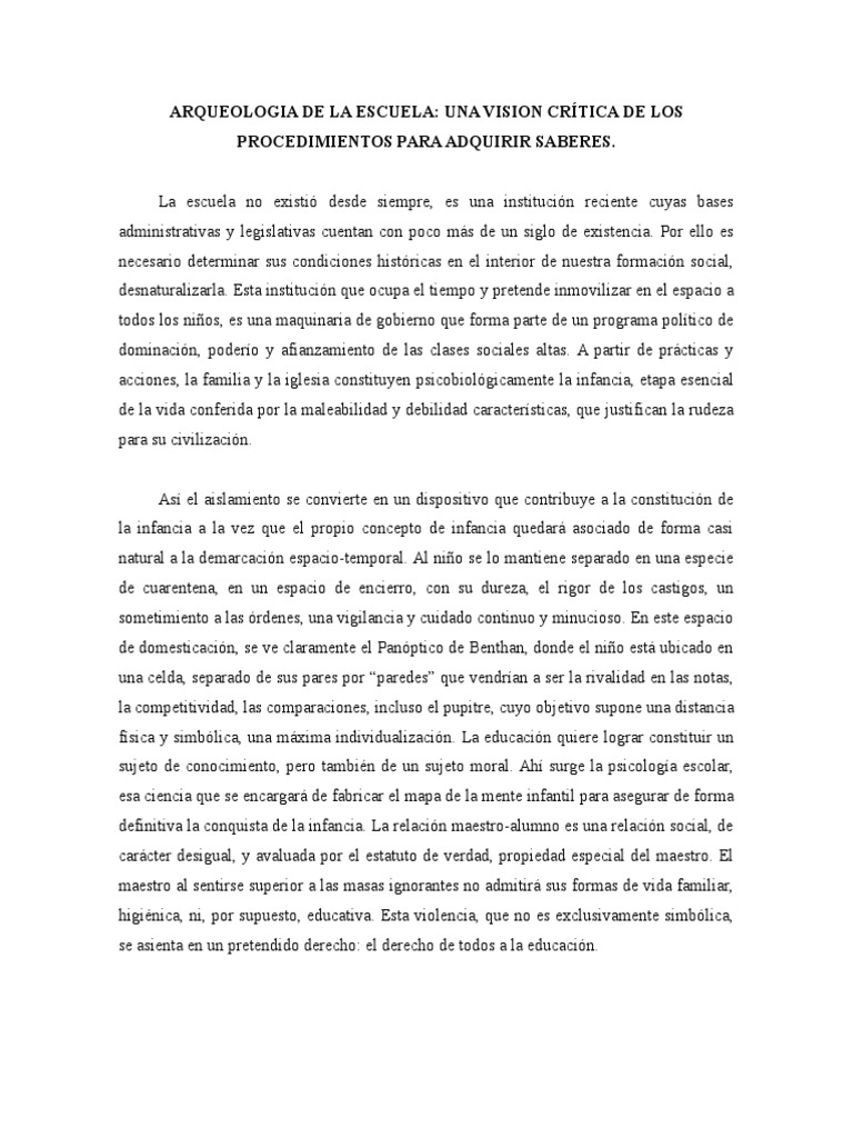 Arqueologia de La Escuela | PDF | Sociedad | Institución
