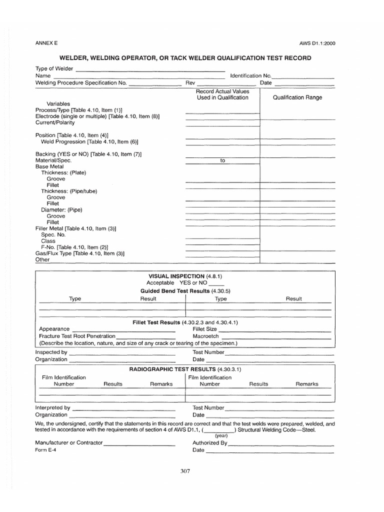 WQT Form From Aws d1.1 | PDF