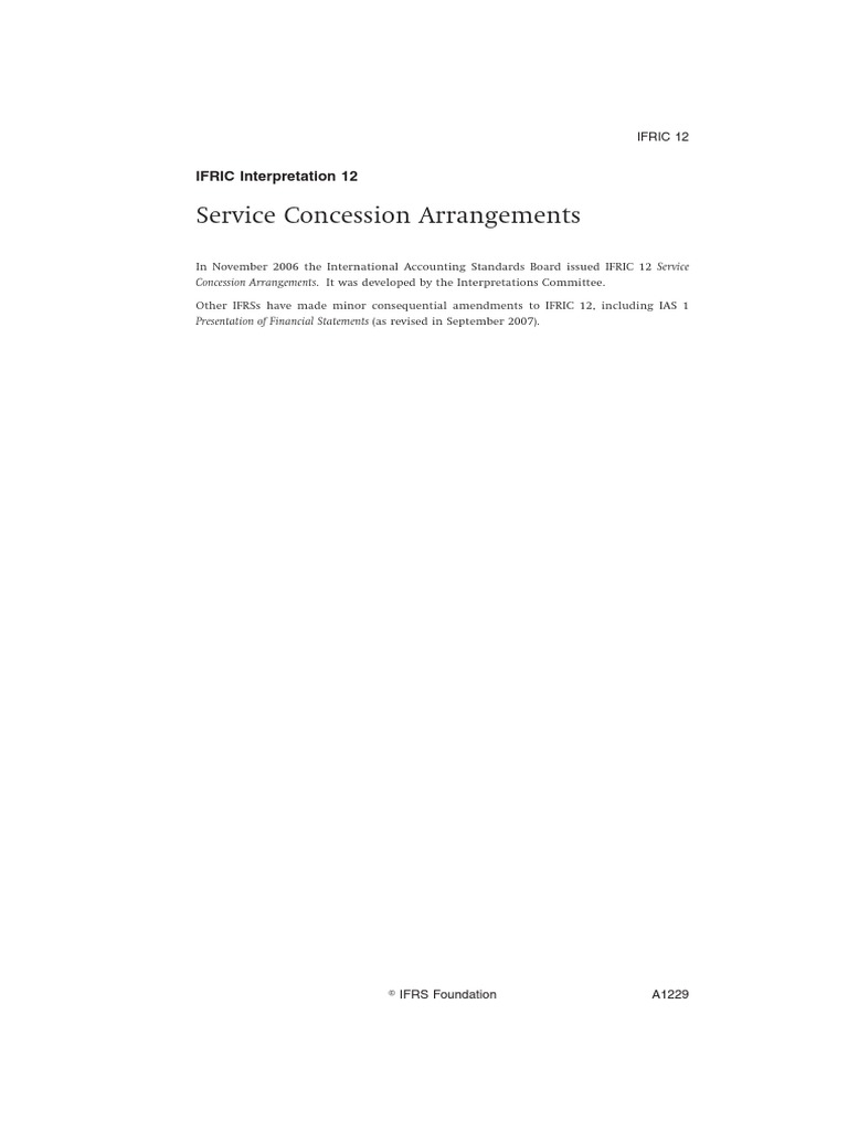 IFRIC 12 - Service Concession Arrangements | PDF | International ...