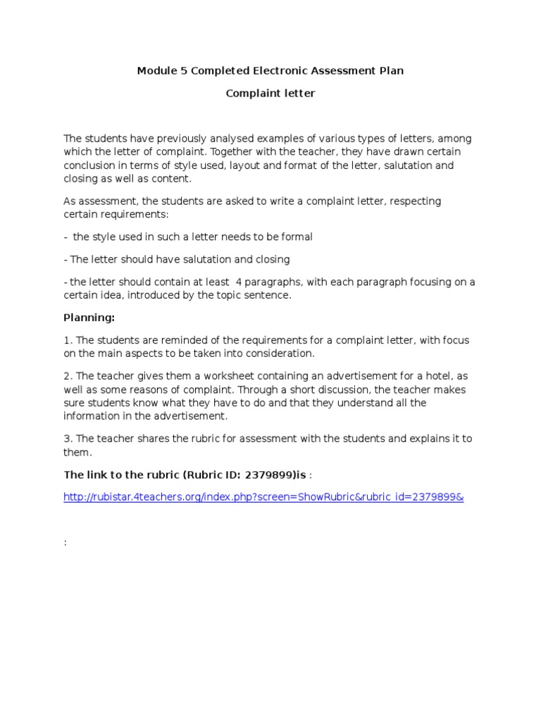 Module 5 Completed Electronic Assessment Plan | PDF | Art