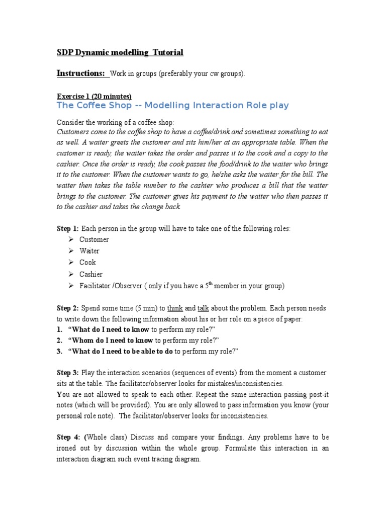 SDP Dynamic Modelling Tutorial Instructions:: The Coffee Shop ...