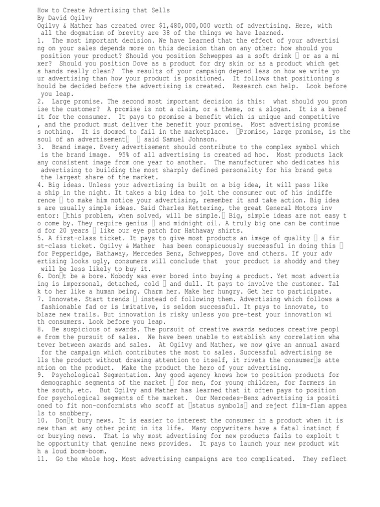 How To Create Advertising That Sells | PDF | Advertising | Brand