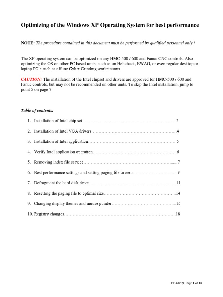 Optimizing OS Windows XP | PDF | Microsoft Windows | Computer Architecture