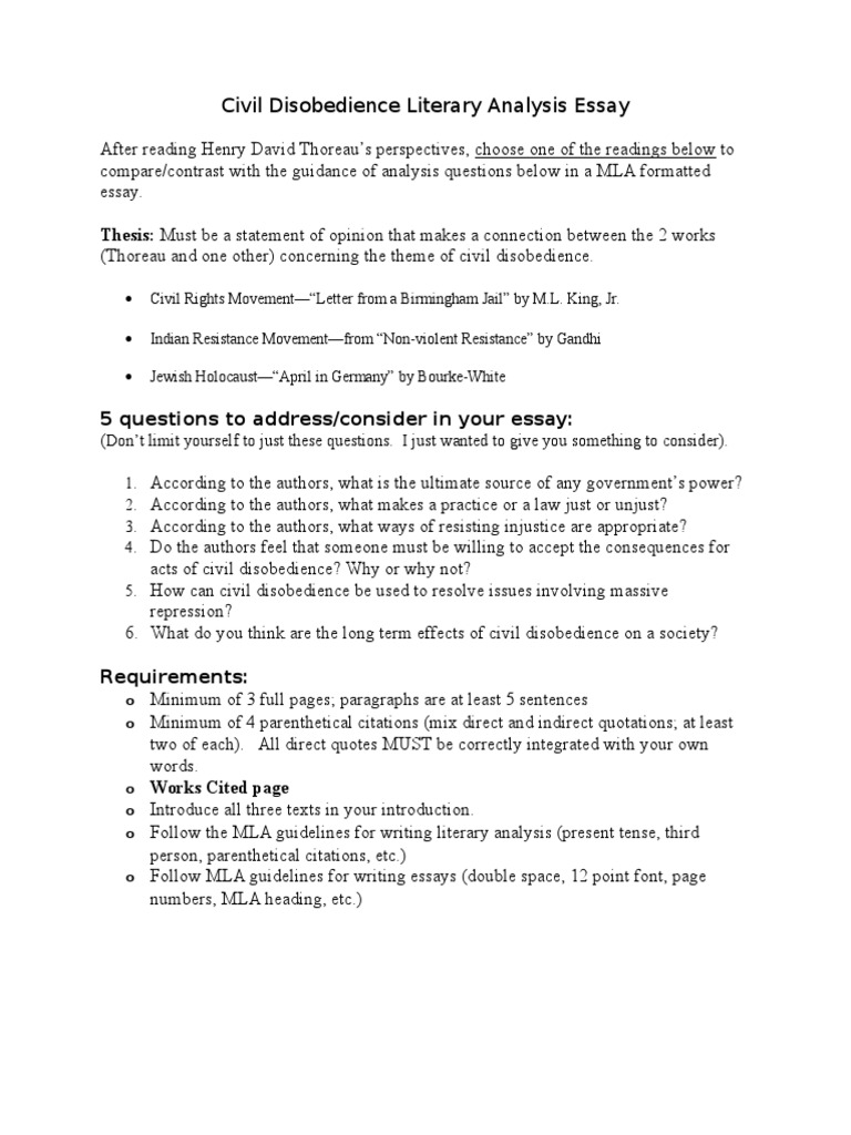 Civil Disobedience Essay | PDF | Civil Disobedience | Civil ...