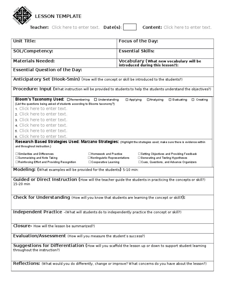 Rev. HS Lesson Plan Template2014 | PDF | Educational Assessment ...