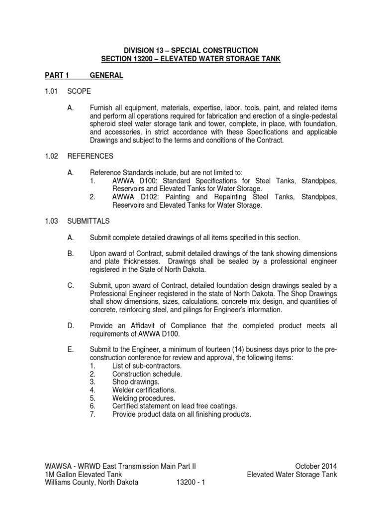 067 - S - 13200 Elevated Water Storage Tank | PDF | Civil Engineering ...