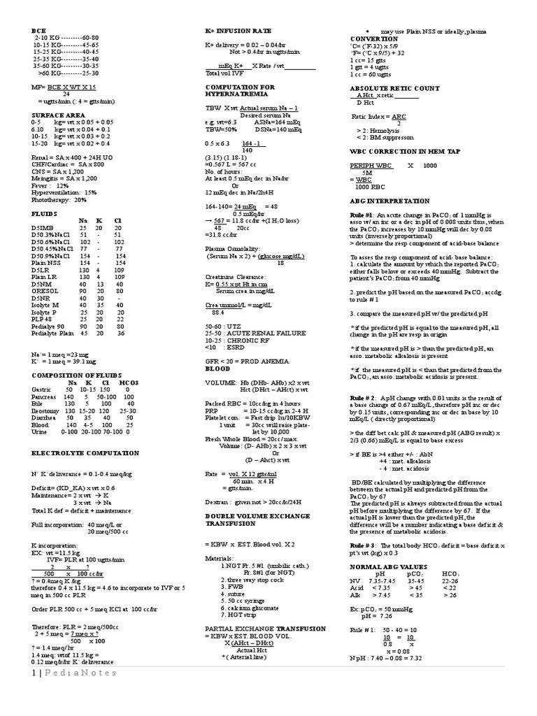 PEDIA NOTES | Renal Function | Drugs | Free 30-day Trial | Scribd