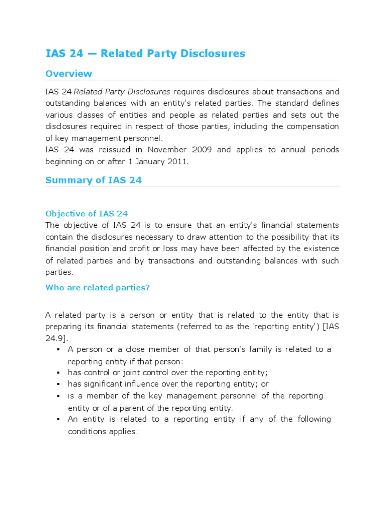 Ias 24 Related Party Disclosure PDF | PDF | Subsidiary | Financial ...