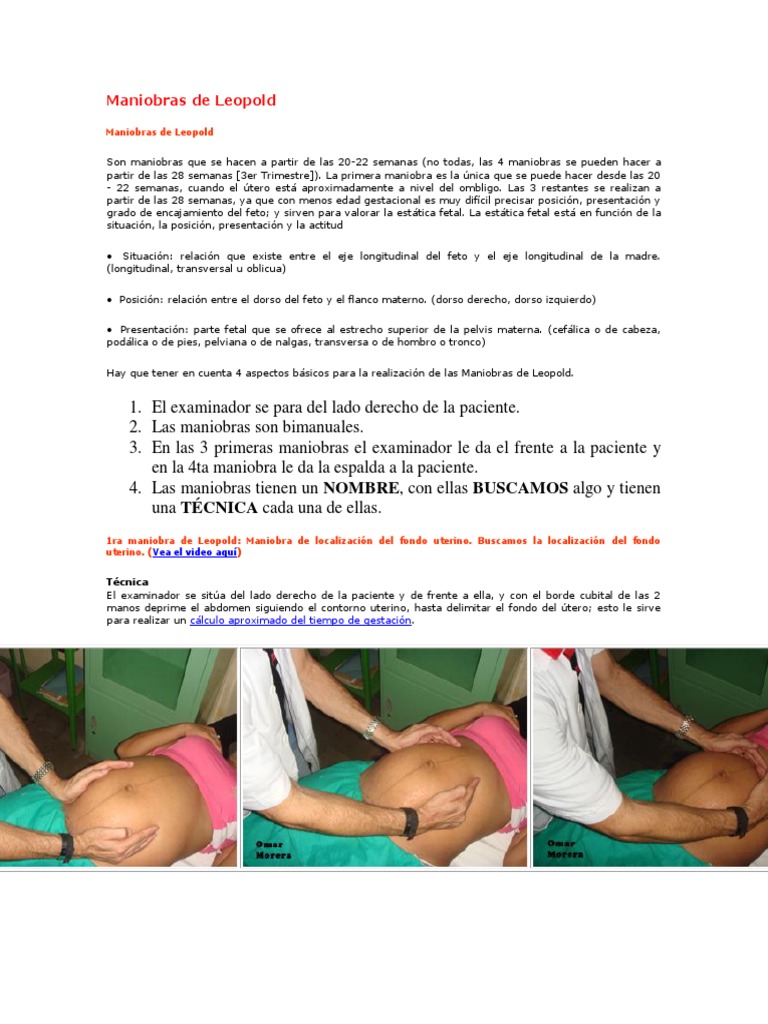 Guía completa sobre las Maniobras de Leopold para evaluar la posición y presentación fetal | PDF ...