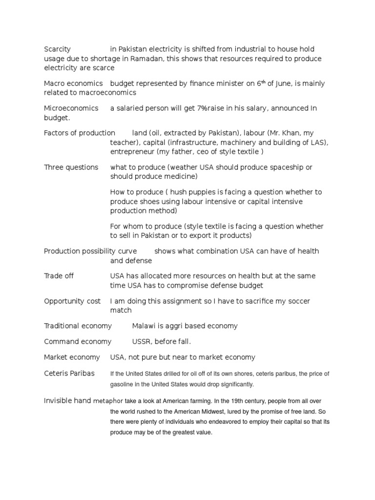 Economic Notes | PDF | Factors Of Production | Economics