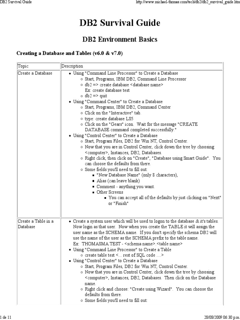 DB2 Survival Guide | PDF | Ibm Db2 | Sql DB2 Survival Guide | PDF | Ibm Db2 | Sql