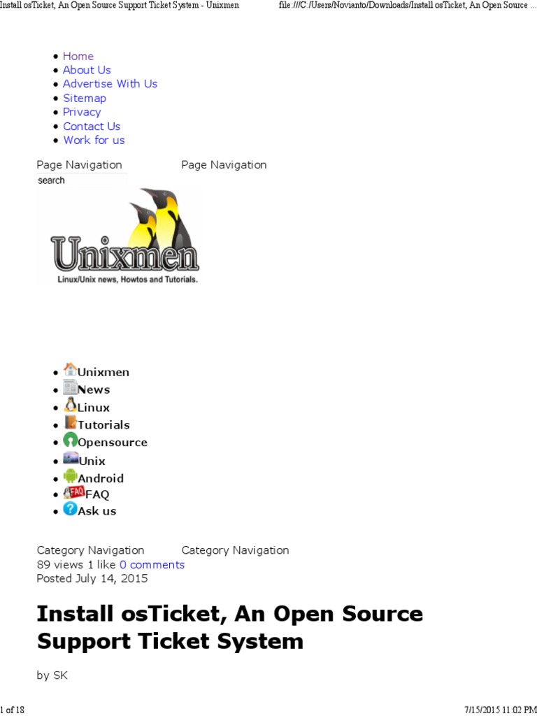 Install OsTicket, An Open Source Support Ticket System - Unixmen | PDF ...