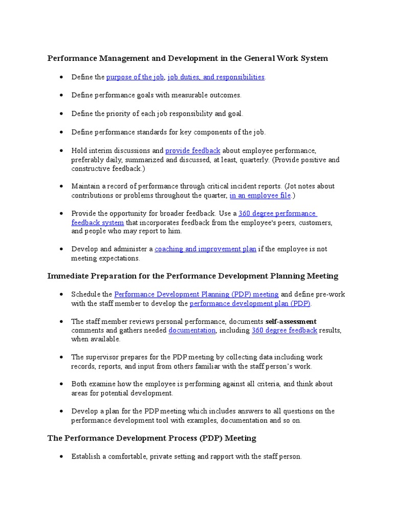 Performance Management and Development in The General Work System | PDF ...