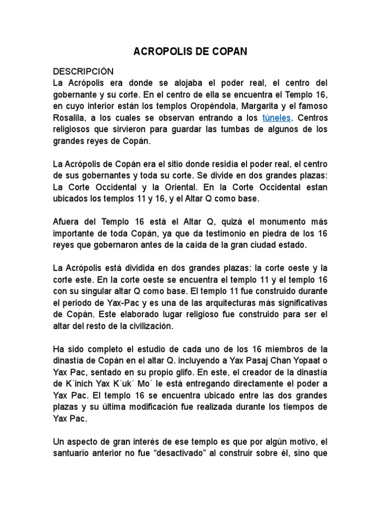 Acropolis de Copan | PDF | Arqueología