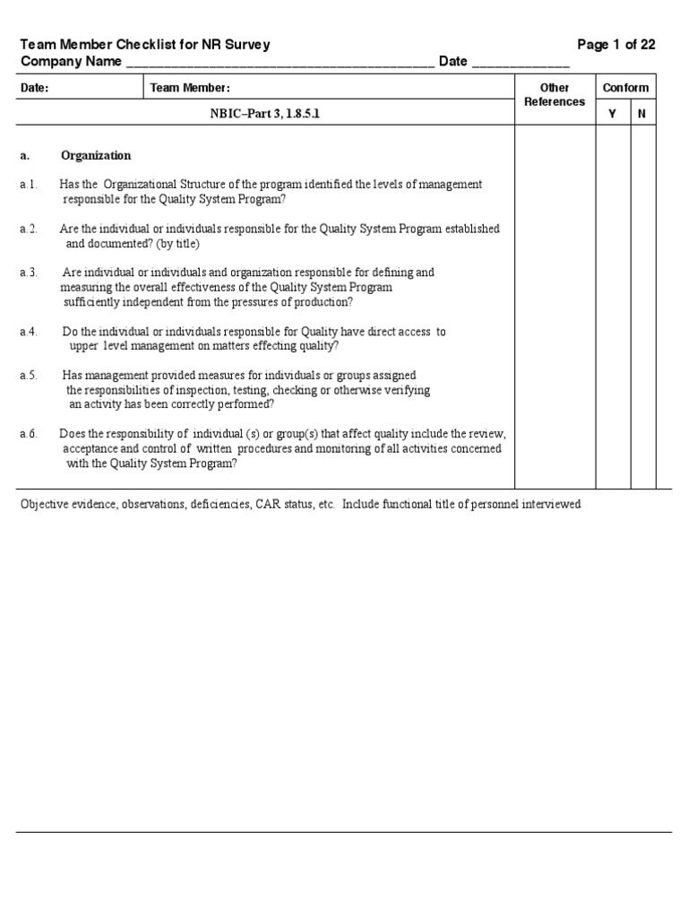 NR Checklist | PDF | Audit | Calibration
