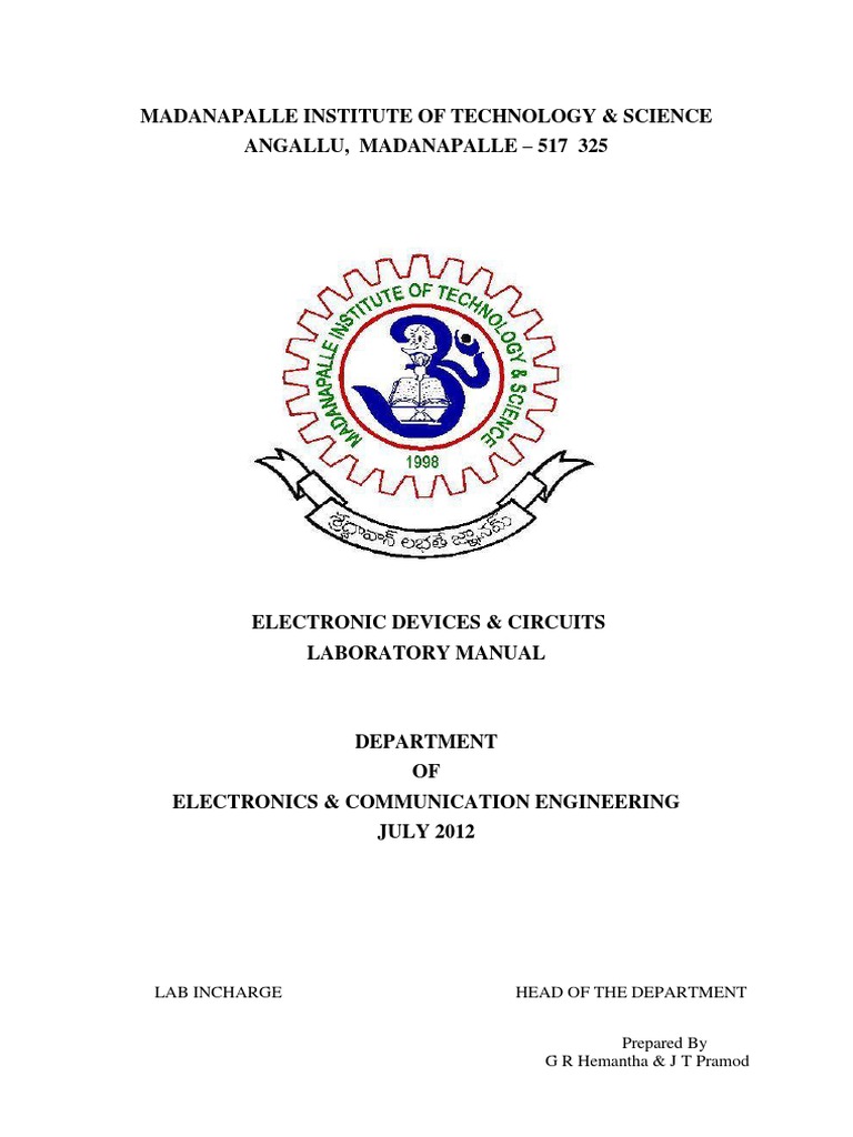 Electronic Devices Circuits Lab Manual Pdf Field Effect