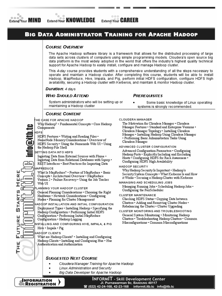 (XXXX) Syllabus - Big Data Administration Training For Apache Hadoop - 280715 | PDF | Apache ...
