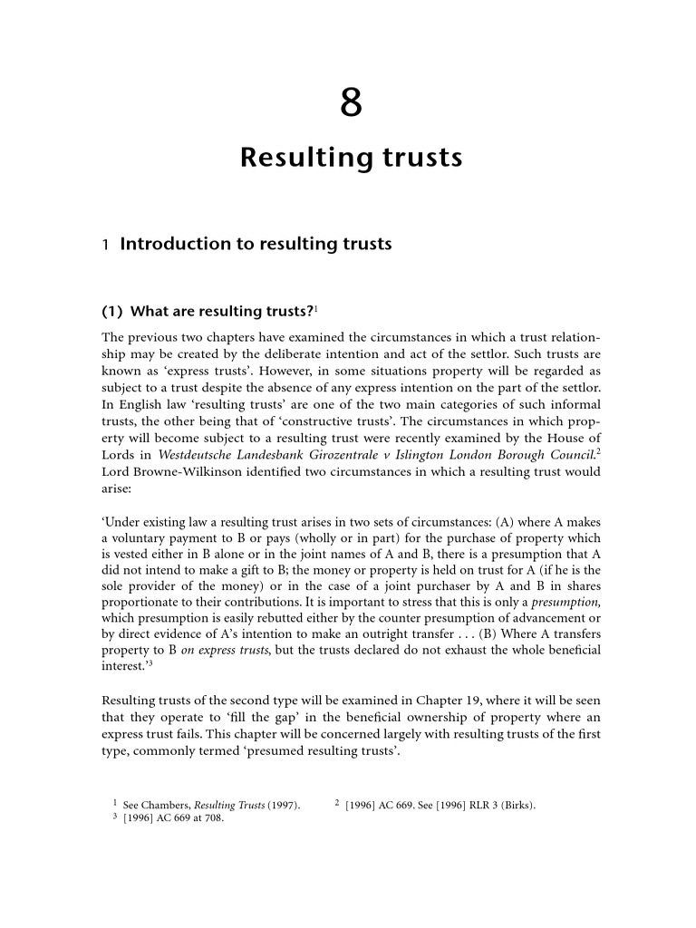 Resulting Trust | PDF | Wills And Trusts | Law And Economics