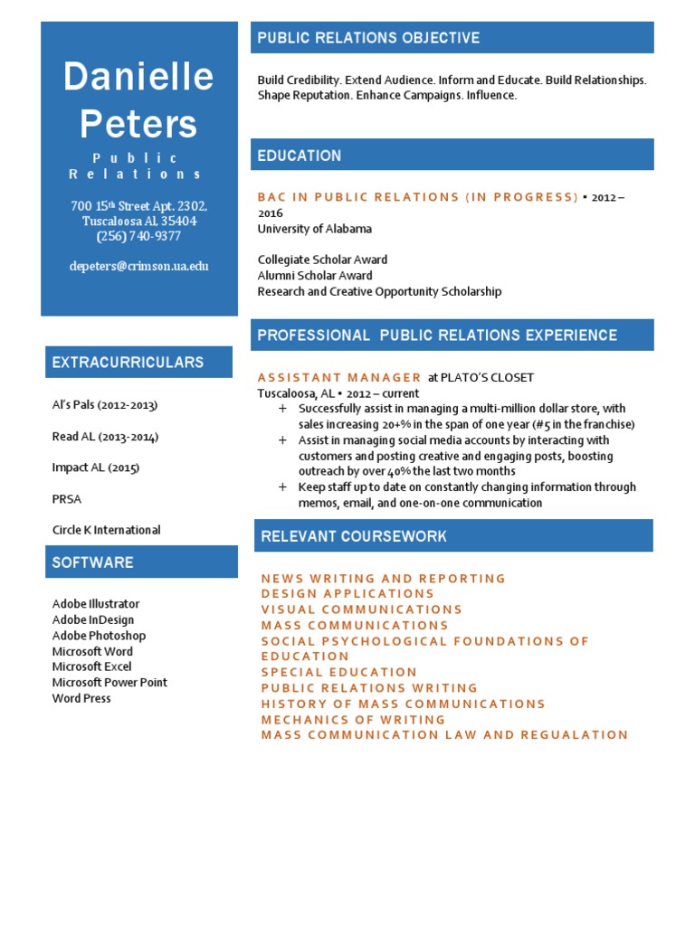 Danielle Peters: Public Relations Objective | PDF