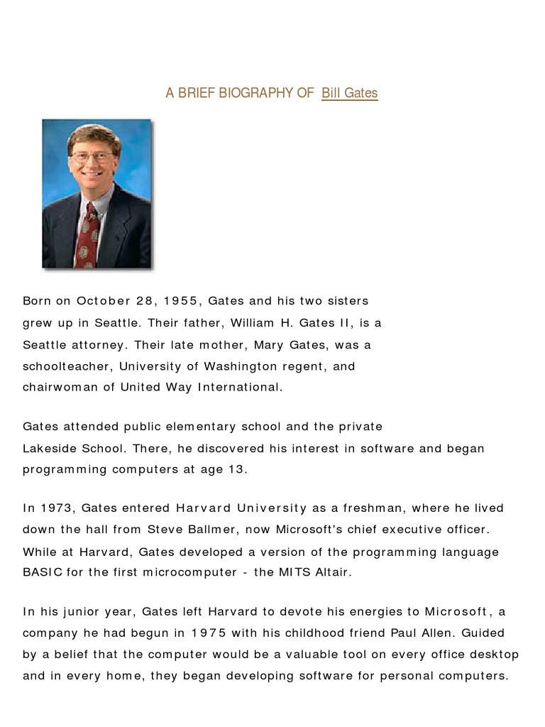 Bill Gates: A Brief Biography | PDF