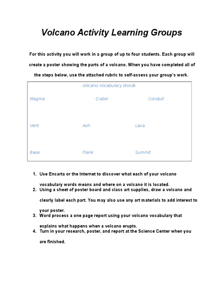 Volcano Activity Group Project Guide | PDF | Foreign Language Studies ...