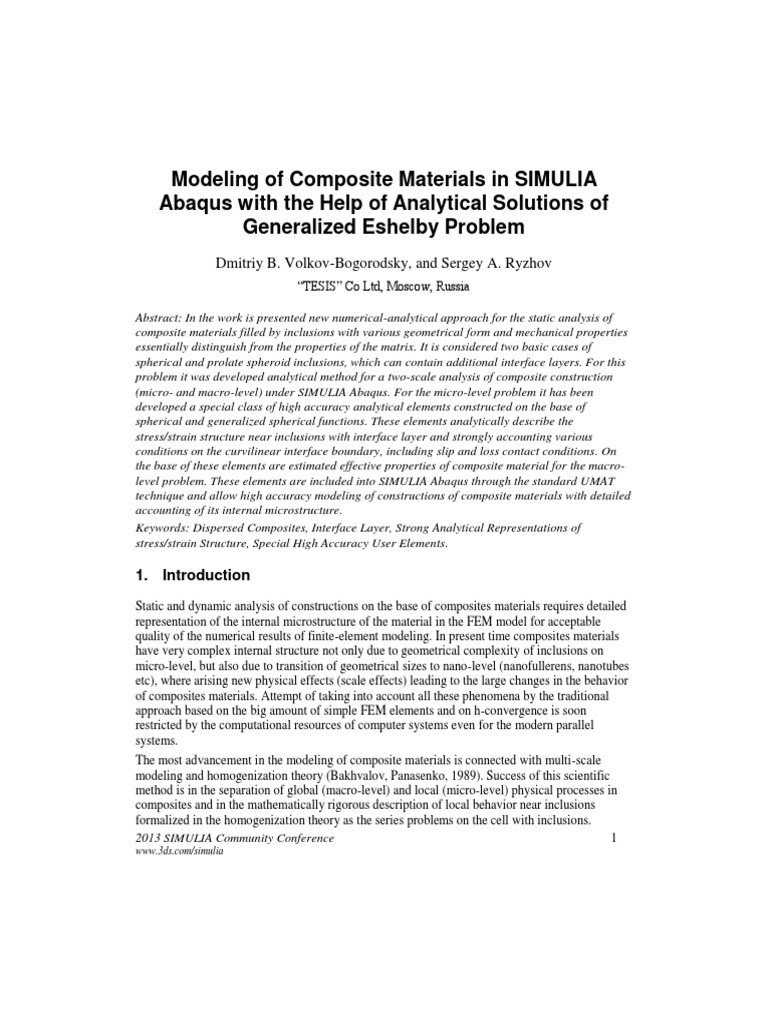Composite Materials Abaqus Analytical Solutions Eshelby 13 | PDF ...