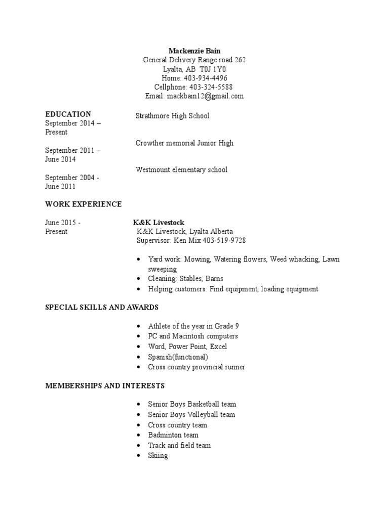Student Resume Template | PDF | Sports & Recreation