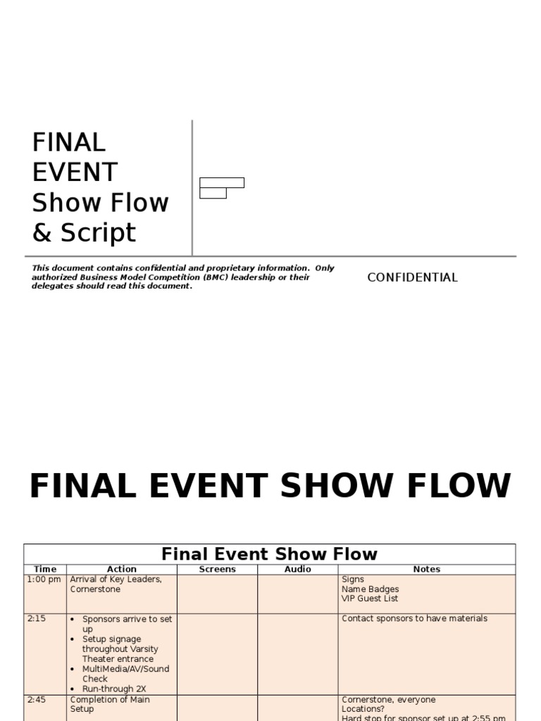 Sample Final Event Show Flow Script | PDF