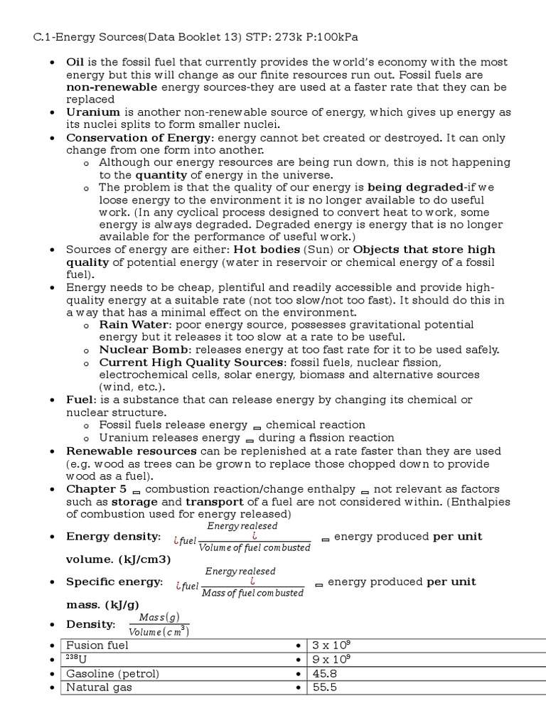 Energy Realesed Fuel Volume of Fuel Combusted Energy Realesed Fuel Mass ...