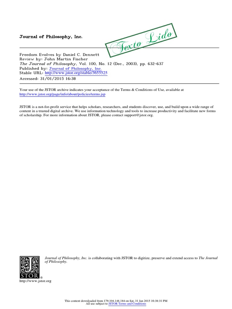 John Martin Fischer - Freedom Evolves by Daniel C. Dennett | PDF | Free ...