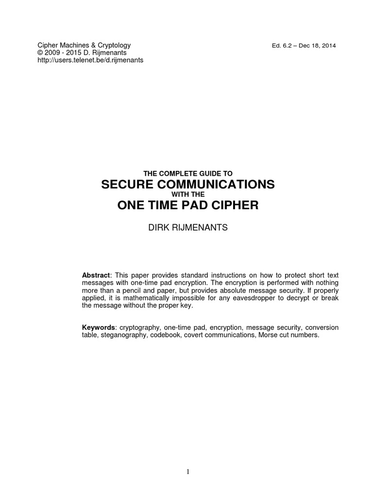 One Time Pad | PDF | Cryptography | Key (Cryptography)