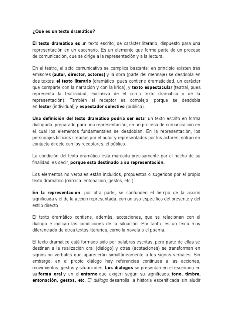 Qué Es Un Texto Dramático | Diálogo | Teatro